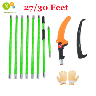 27/30 Feet Tree Pole Pruner Manual Branches Loppers Hand Pole Saws ...
