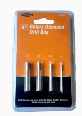 Diamond Rotary Bit Set 4 Pc (1) 1/16 in. , (1) 1/8 in. , (1) 3/16 in ...