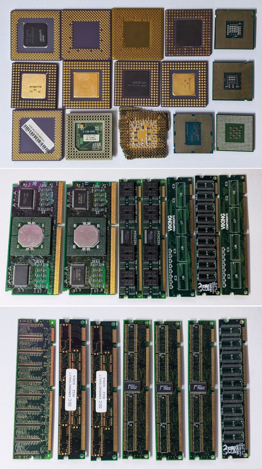 Computer RAM CPU Processor Scrap Gold Plated Fingers Lot Pins Recovery ...
