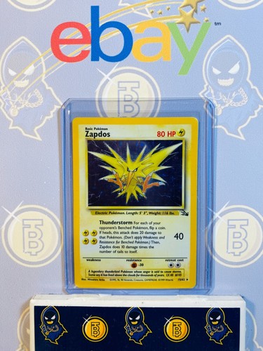 Zapdos 15/62 LP Lightly Played Fossil Set 1999 Pokemon Card Holo Rare ...