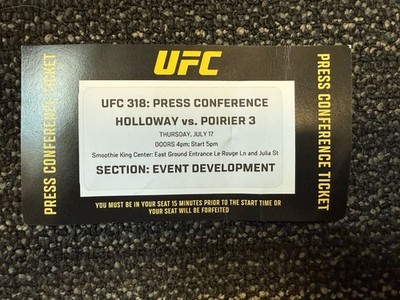UFC 318 Holloway Vs. Poirier Rare Press Conference Ticket Stub See ...