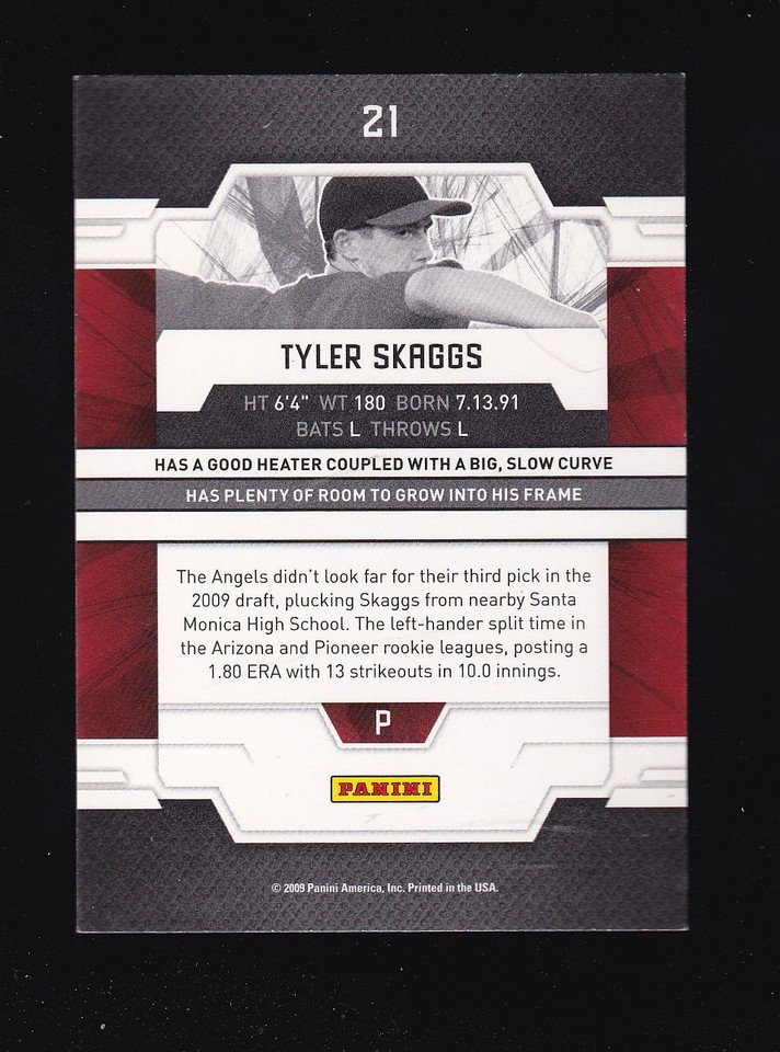2009 Donruss Elite Extra Edition Tyler Skaggs Rookie #21 Los Angeles ...
