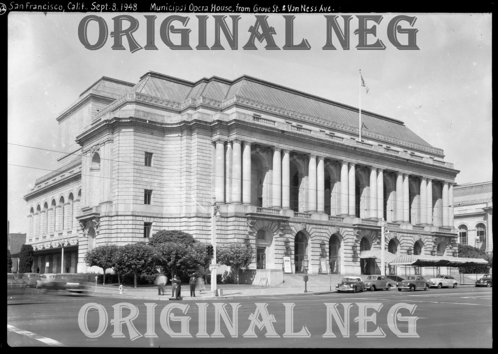 1940s Photo Neg SAN FRANCISCO OPERA HOUSE Van Ness Ave & Automobiles ...