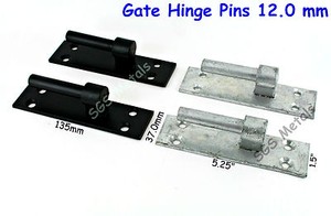 Pair Hinge Pins 12.5mm 1/2" Pin - Gate Band & Hook Hinges Galvanised or ...