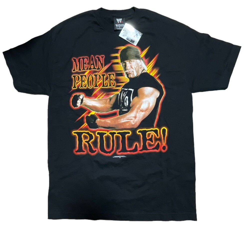New 2002 WWE Hollywood Hulk Hogan T-Shirt L MEAN PEOPLE RULE! WCW NWO ...