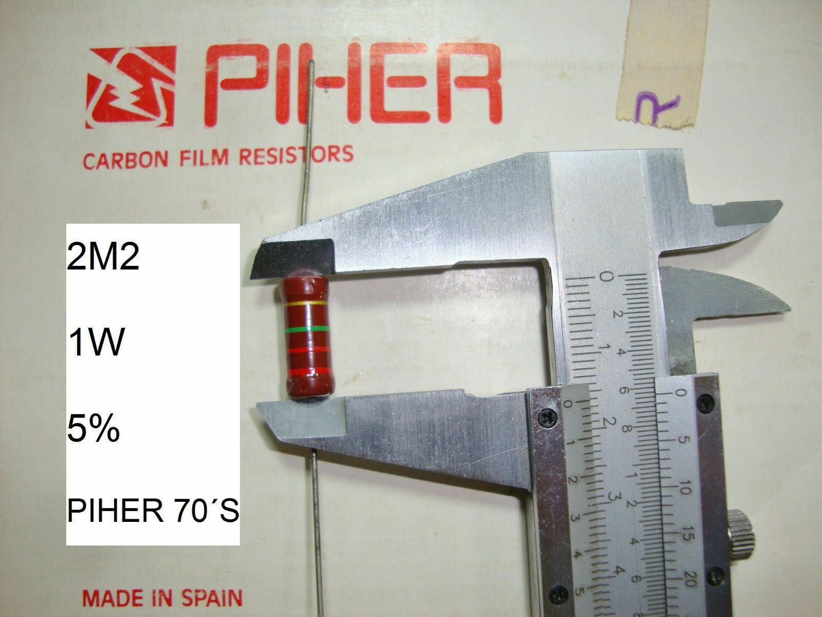 VINTAGE PIHER RESISTOR. 1W 2M2 5% *1 PC* NEW ORIGINAL 1970´S+ C736 | eBay