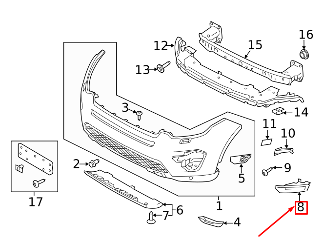 Land Rover Discovery Sport L550 Front Left Fog Lamp Bezel LR061234 ...