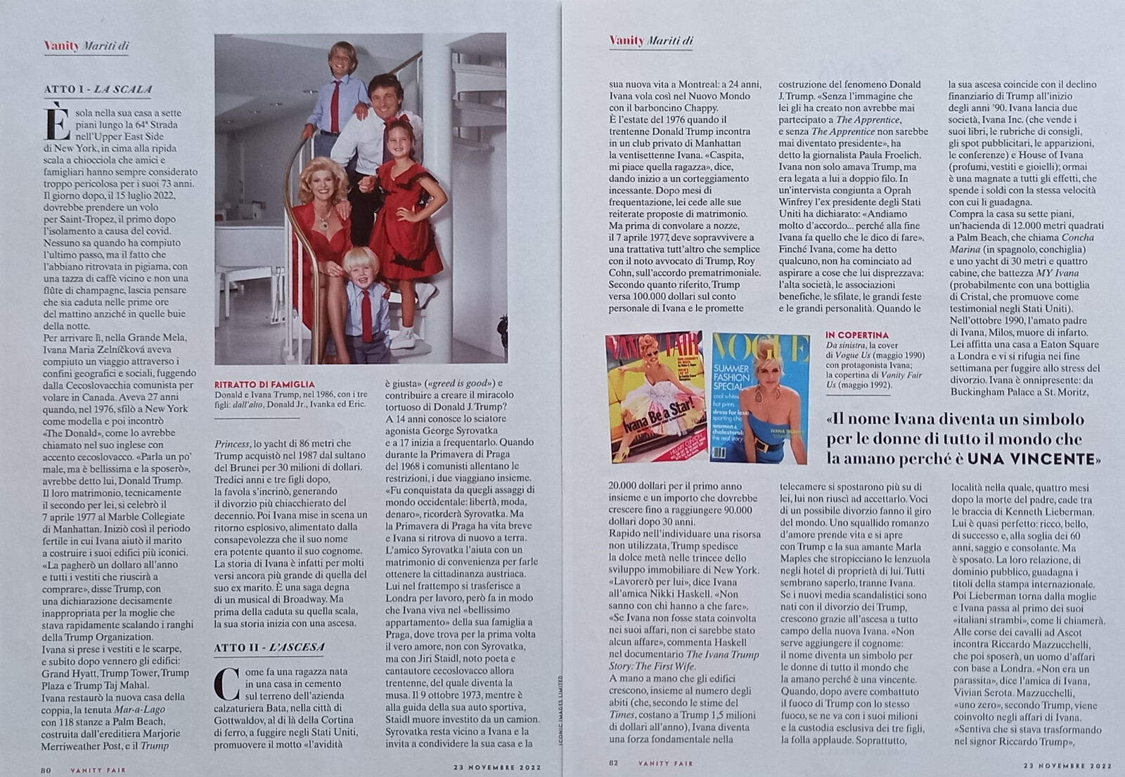 Italian Clipping Ritaglio 2022 IVANA MARIE ZELNICKOVA TRUMP becoming 5 ...