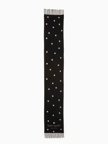 Kate Spade Black Wool Cashmere Logo Dot Oblong Scarf NWT + GIFT RECEIPT ...