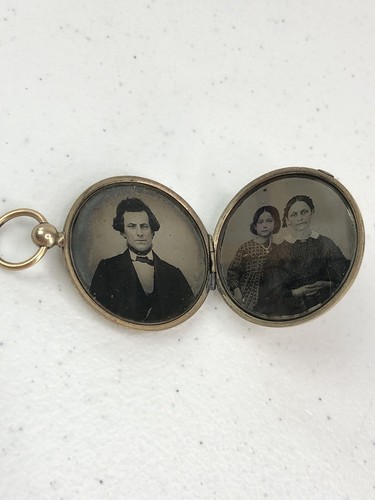 Civil War Era Locket With Tintype Of Man Woman And Child Girl Under ...