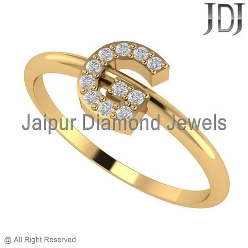Genuine Diamond Solid 14k Yellow Gold Jewelry G Alphabet Letter Initial ...