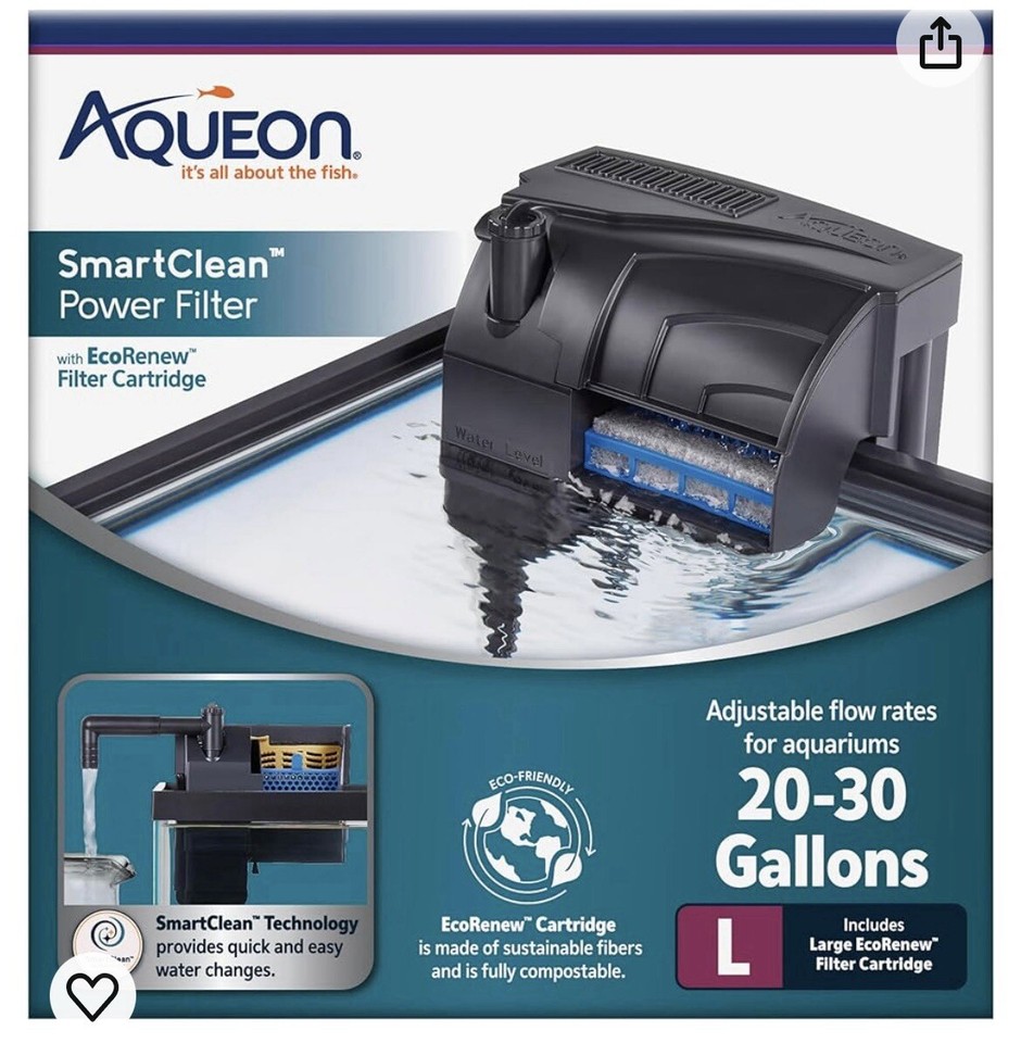 Aqueon Aquarium Fish Tank SmartClean Power Filter with EcoRenew Filter ...