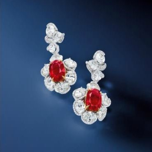 Oval Lab Burma Ruby Design Dangle Earrings 925 Sterling Silver Party Wear Jewel | eBay