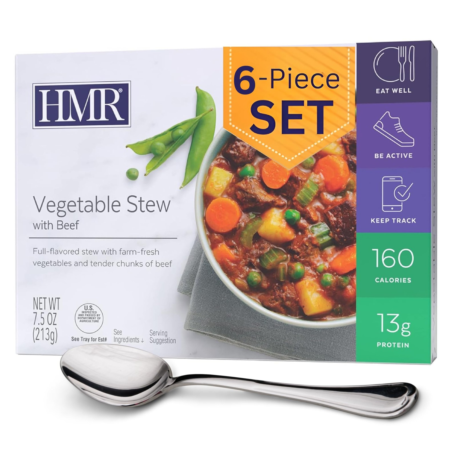 HMR Entrees Meals 6-Pack Vegetable Stew with Beef | Low 7.5 Ounce (Pack ...
