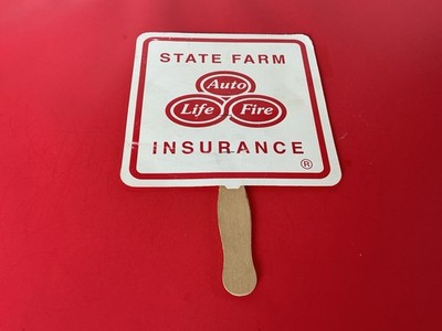 Vtg Promo Sign Ad Hand Fan State Farm Insurance Brand Logo Car Travel ...
