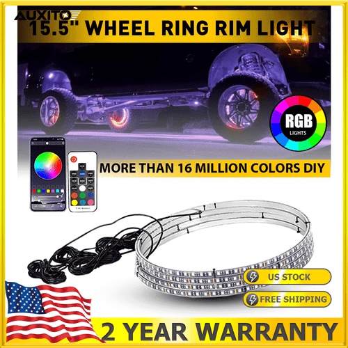 4Pcs 15.5" LED Wheel Ring Rim Lights RGB Color Chasing Turn Signal ...