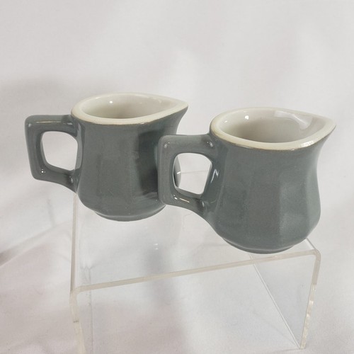 2 Vintage Hall Pottery Gray Restaurant Ware Mini Pitchers Individual ...