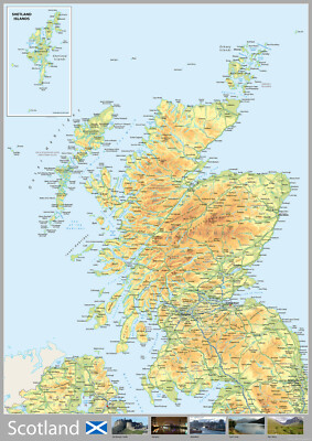 Scotland Wall Map Poster 100 x 70cm Laminated | eBay UK