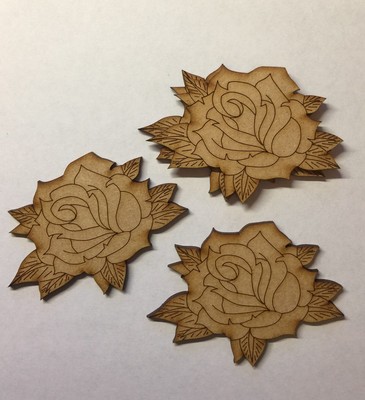 Wooden Flower roses- Craft Embellishment 3mm thick MDF Laser cut wood ...
