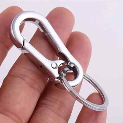 Steel Clasp Spring Hook Carabiner Dog Lead Leash Rope Link Buckle Ring ...