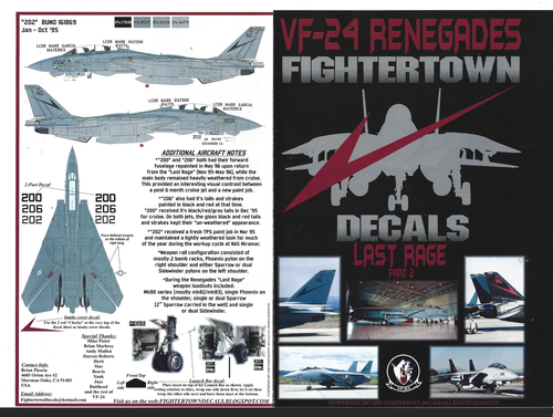 Fightertown F-14 Tomcat VF-24 Renegades Decals 1/48 002 | eBay