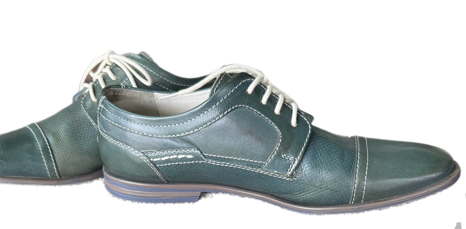 Rare AM Shoe Company Men’s Green Leather Oxford Dress… - Gem