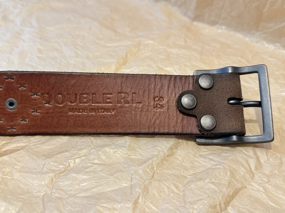 RL Double RL Studded Leather Western Belt with gemstones Square buckle ...