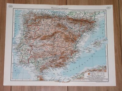 1900-Now - Vintage Map Of Spain Map
