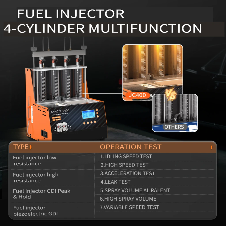 ANCEL JC400 Automotive Fuel Injector Cleaner Tester for PFI GDI Piezo ...