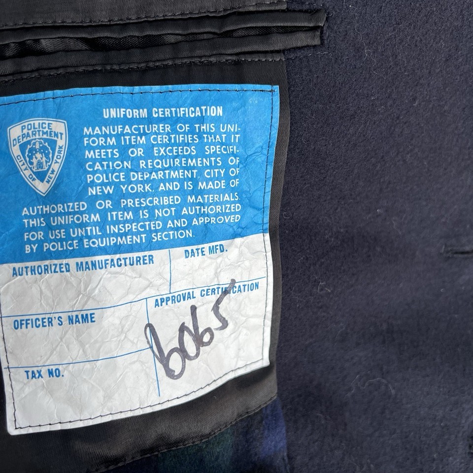 Vintage New York Police Peacoat Jacket NYPD Wool Reefer Choker Plaid ...