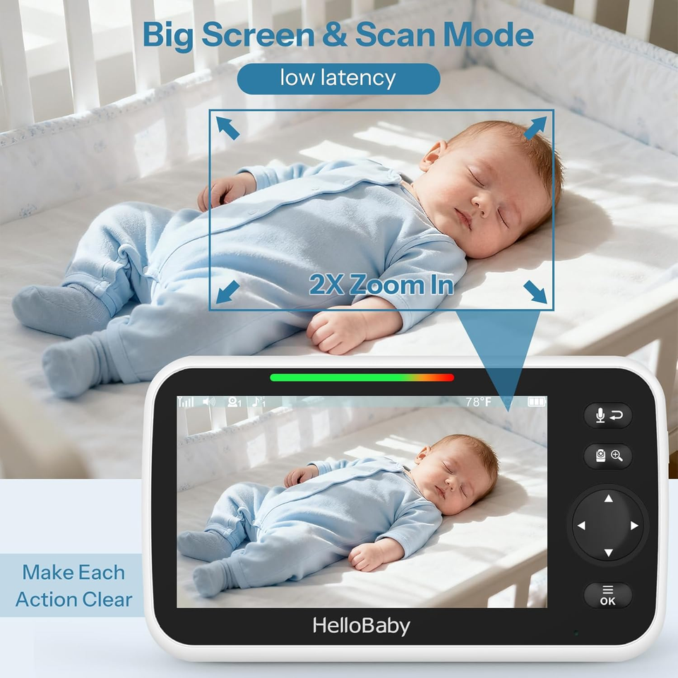 5" Baby Monitor,30-Hours Battery Life Baby Camera,Baby Monitor No Wifi ...