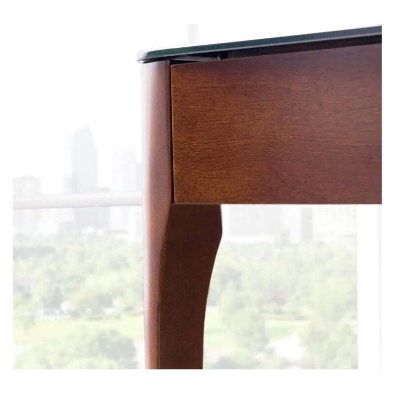 Leick Furniture Obsidian Glass Top Wood End Table in Chestnut Oak | eBay