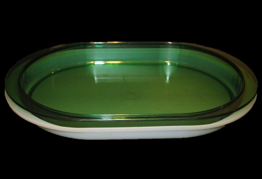 Tupperware Divided Tray Oval Platter Watercolor Green Acrylic Preludio ...