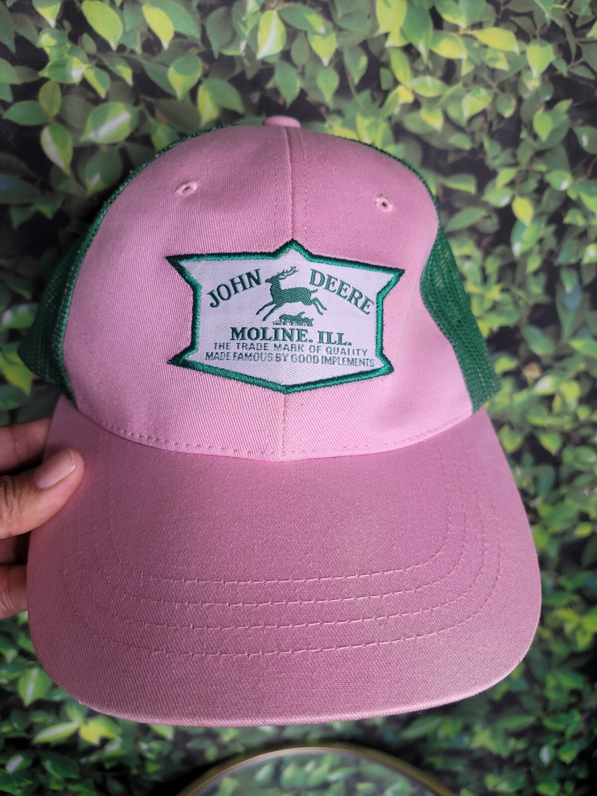 John Deere Moline Illi Logo Light Pink Green Trucker … - Gem