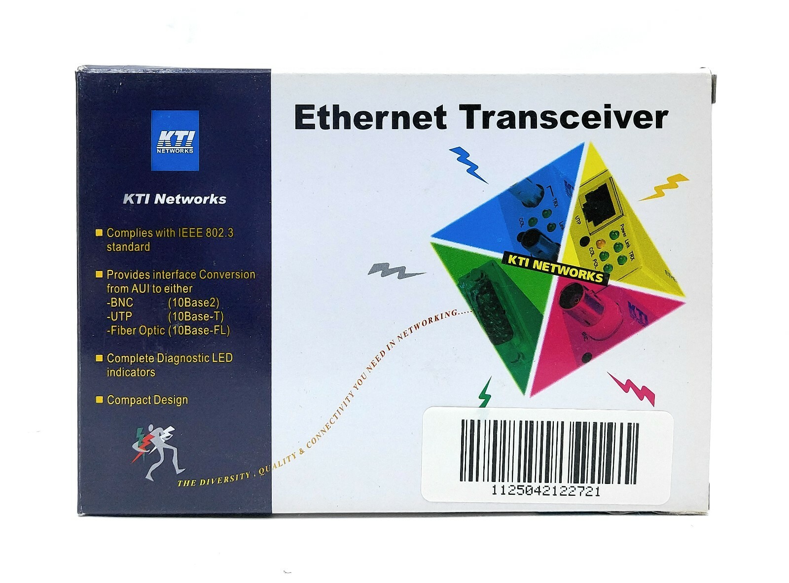 KTI Networks KT-10B – AUI to Ethernet 10Base2 Tranceiver SN.6A0000053 ...
