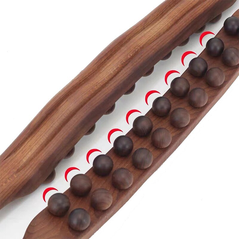 8/20 Beads Rolling Pin Back Needle Massage Tendons Beech Wood Scraping ...