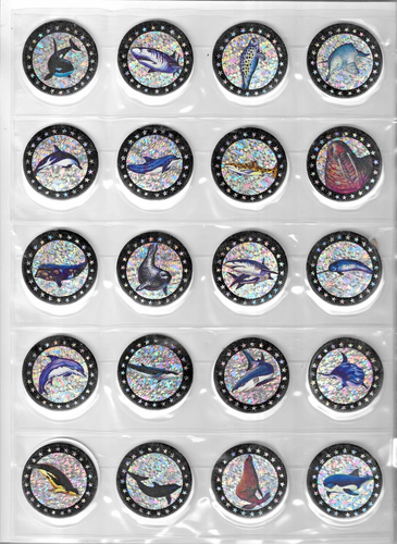 Vintage Prism ANIMALS POGS x40 Taiwan Marine Sea Creatures Sharks ...