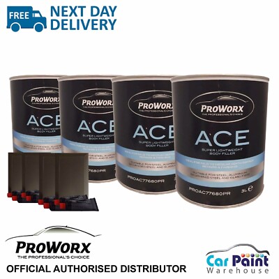 4 x Proworx ACE Premium Body Filler 3L Super Lightweight Car Bodyfiller ...