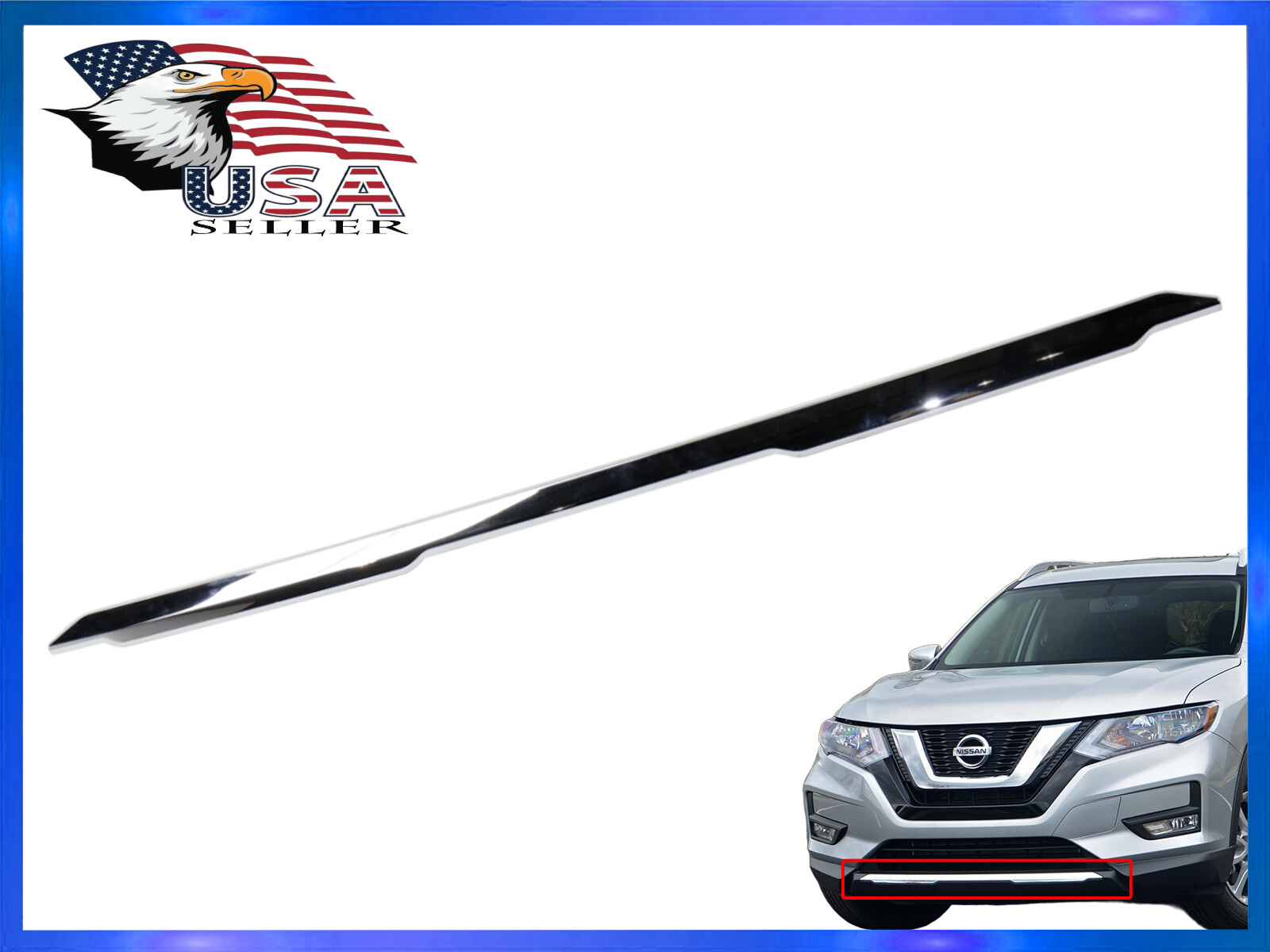 For 2017-2020 Nissan Rogue Front Bumper Lower Chrome Molding Trim 62072 ...