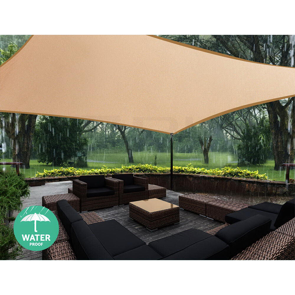 Waterproof Rectangle Shade Sail 4x5m UV Block Sand Beige Polyester PU ...