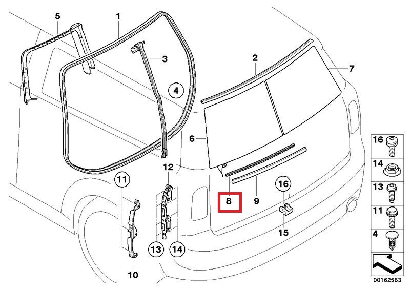 MINI NEW GENUINE CLUBMAN R55 REAR SPLIT DOOR TRIM SEAL INSERT 7167245 ...