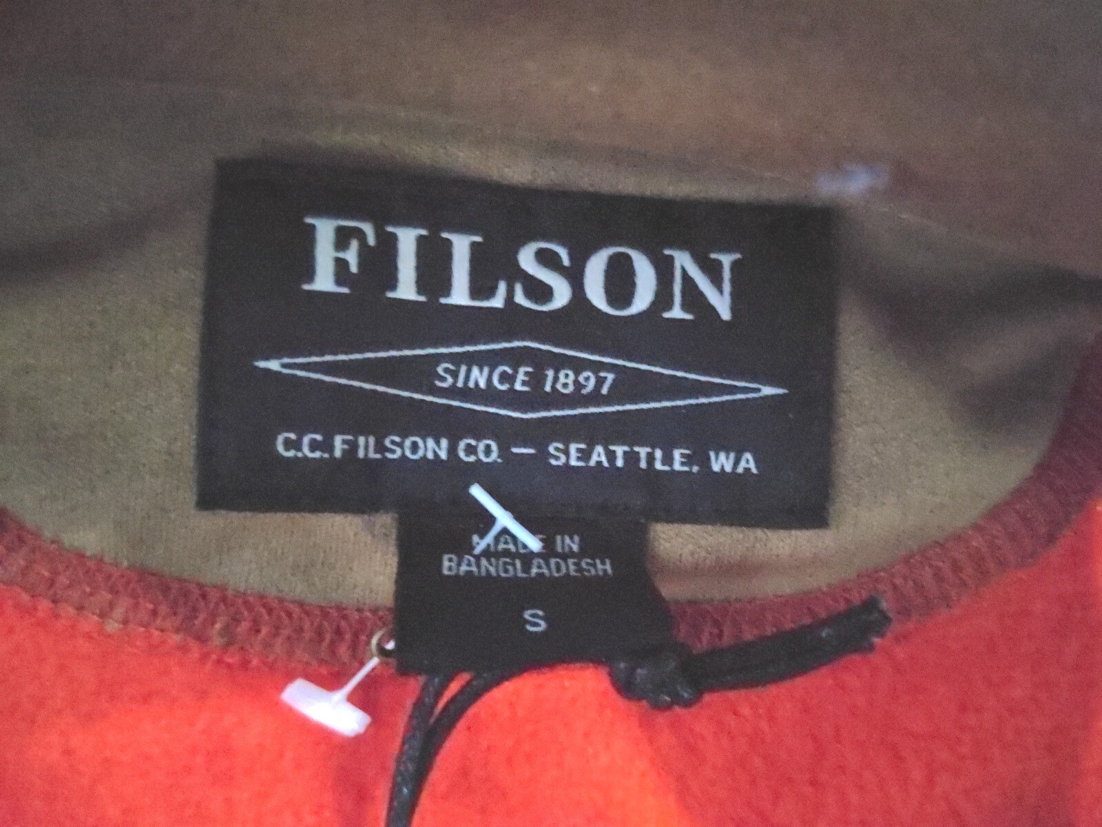 FILSON Polartec Hardface Ridgeway Lightweight Orange Fleece Vest Mens ...