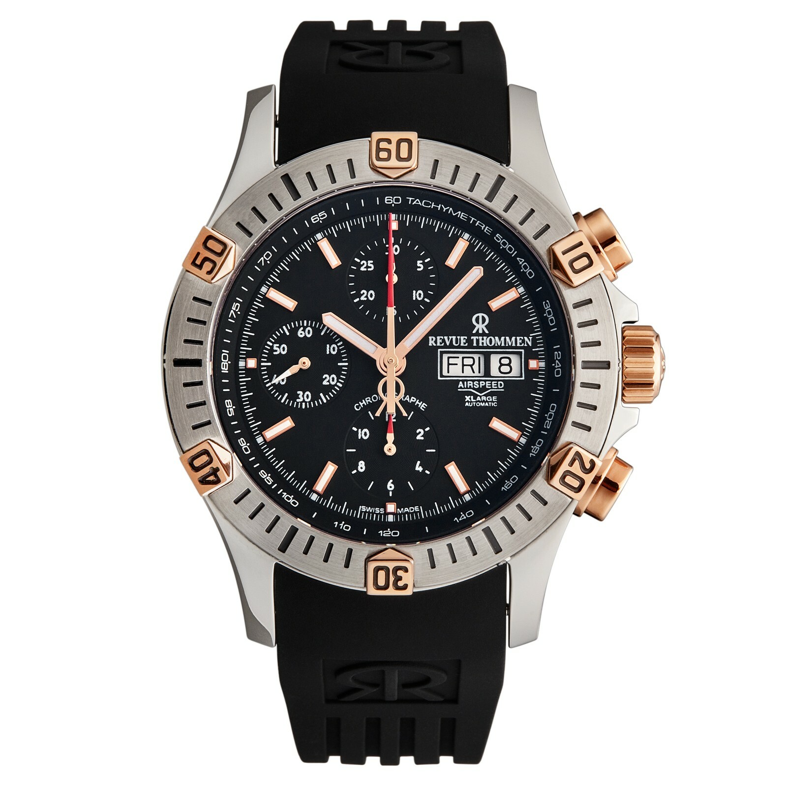 Revue Thommen Men's Airspeed Black Dial Chronograph Automatic Watch ...