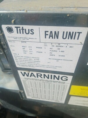 TITUS DTFS-C-10-L-Digital Powered Terminal Fan Unit 277V 1PH-3KW-1/4HP ...