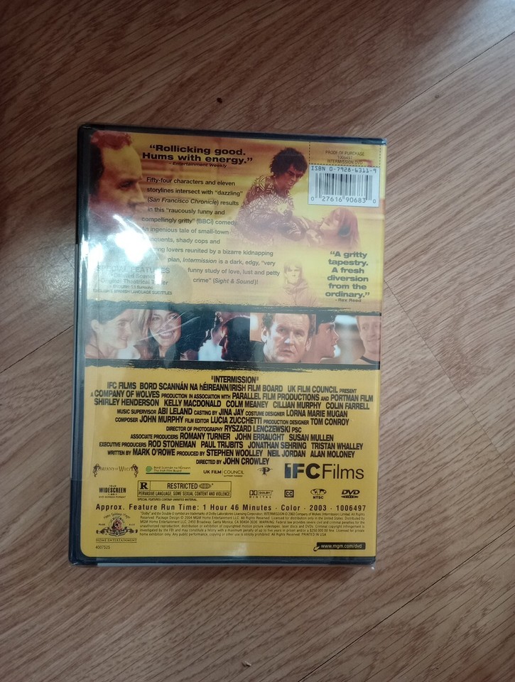 NEW Intermission DVD Colin Farrell Cillian Murphy Colm Meany Sealed ...