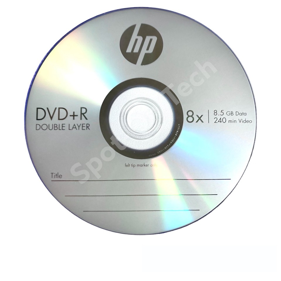 10 HP DVD DVD+R DL 8x Dual Double Layer Logo 8.5GB in Sleeves - Same ...