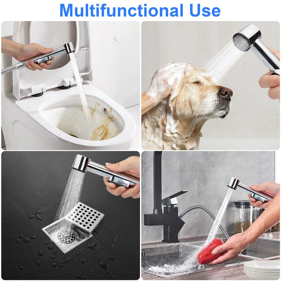 Toilet Bidet Sprayer Adapter Hose Stainless Steel Handheld Shower Head ...