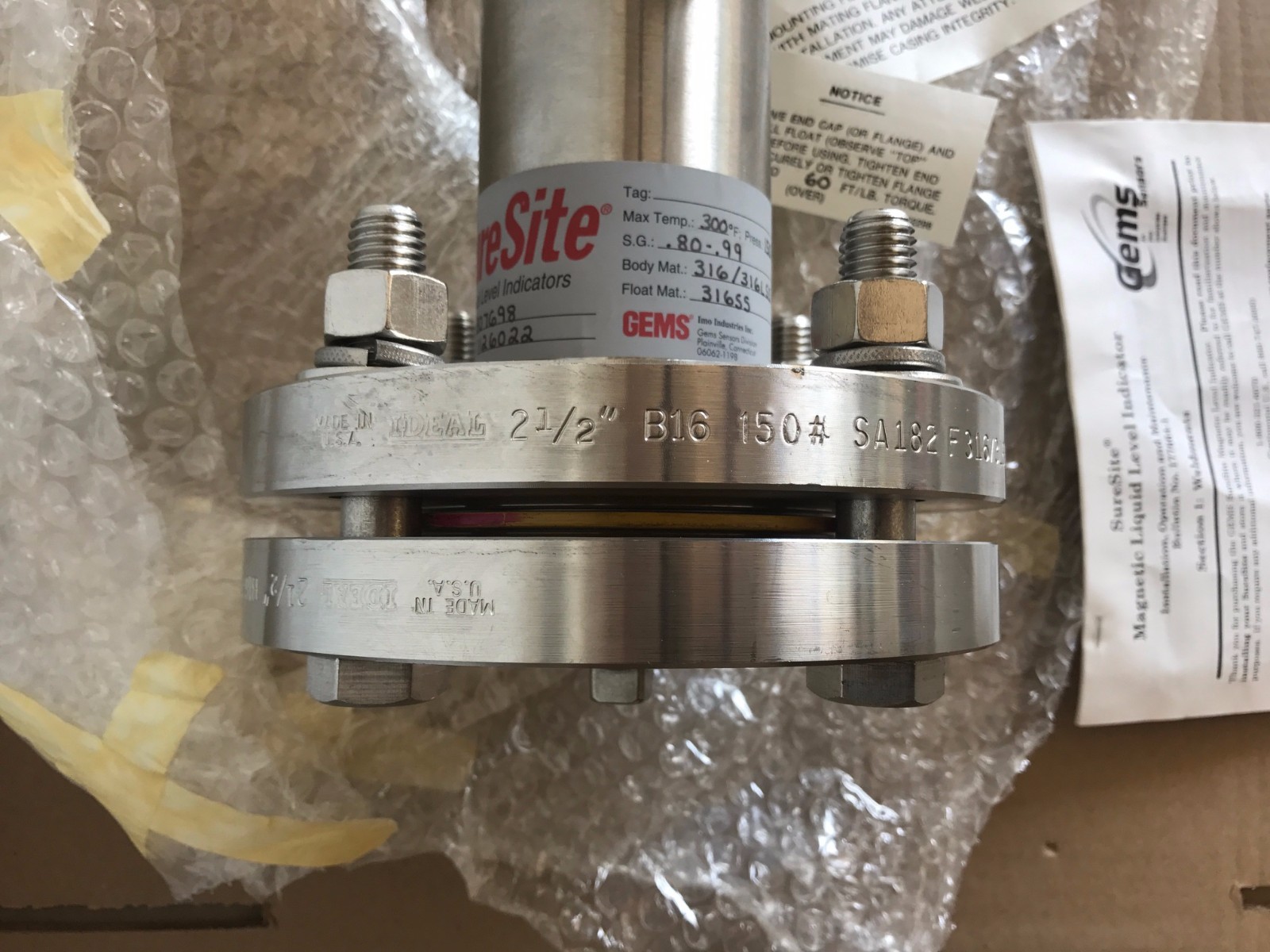 Gems Sensor 177664-1 SureSite Magnetic Liquid Level Indicator 807698 ...