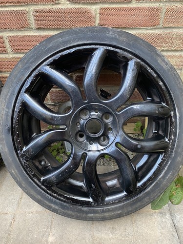 17" MINI Flame Spoke R97 Alloy Wheel Black R56 R57 6775685 With Tyre ...