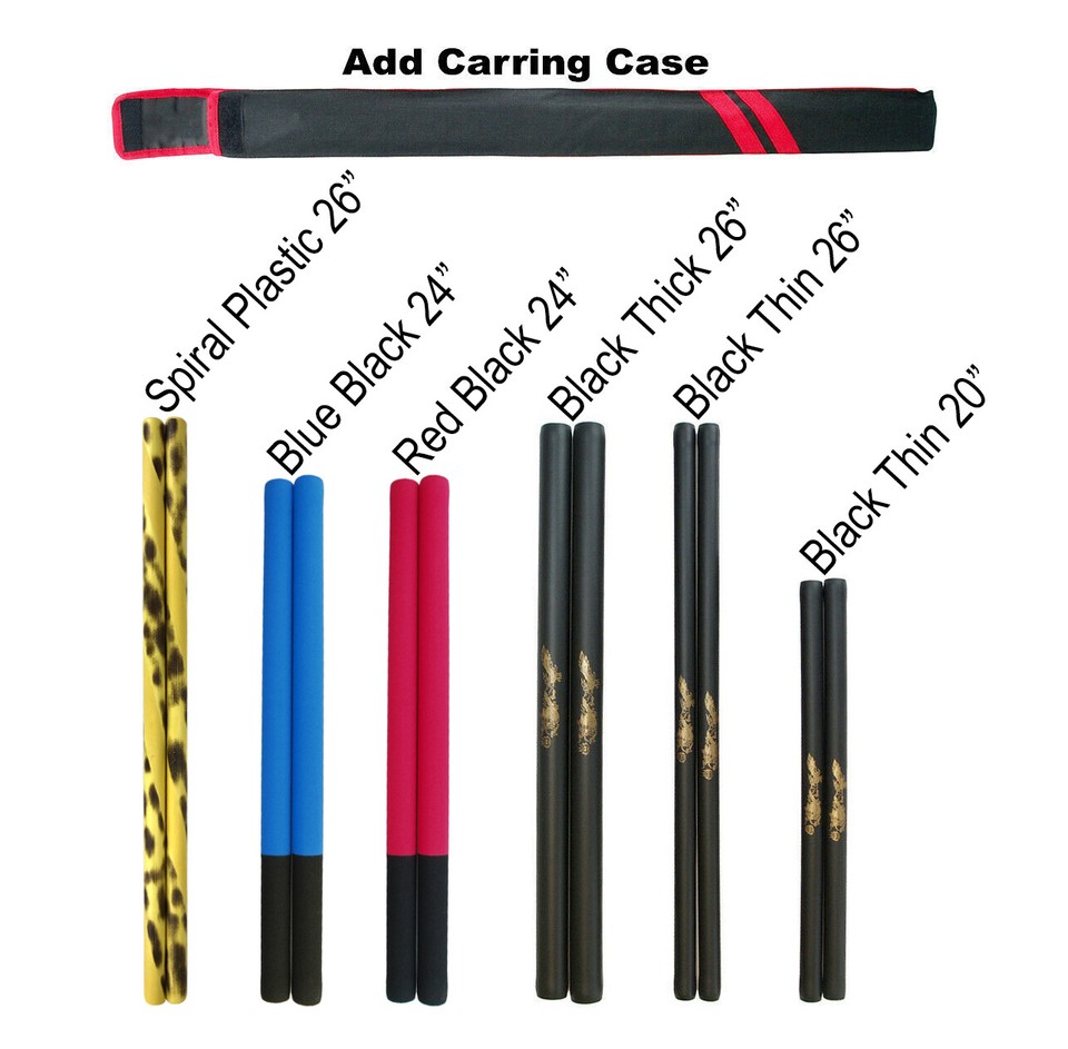 Escrima Sticks Pair, Kali Arnis Martial Arts Weapon Foam Padded Plastic ...